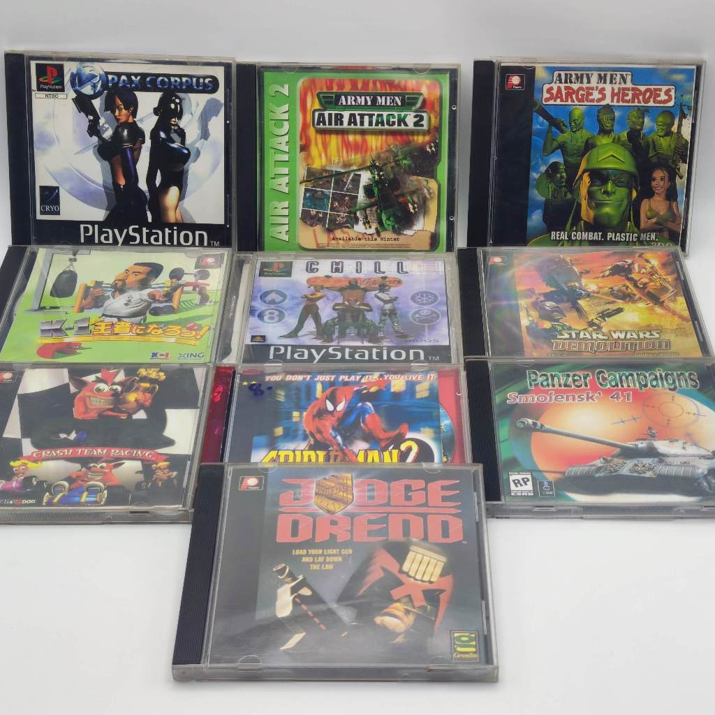 PS1 แผ่นก๊อปปั้ม SET 10 เกมส์ [bootleg][S6] แผ่นมือสอง ฝากล่องมีแตกบ้าง ...