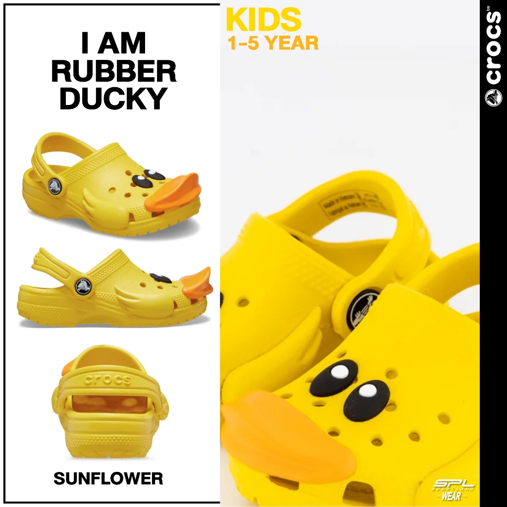 Crocs รองเท้าแตะ สำหรับเด็ก Toddler Classic I am Rubber Ducky Clog ...