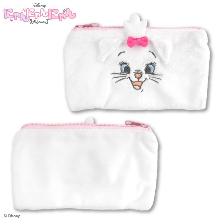 กระเป๋า Disney Nyan Nyan Nyan Flat Pouch แบบแมว Marie สีขาว ขนาด 18 x ...
