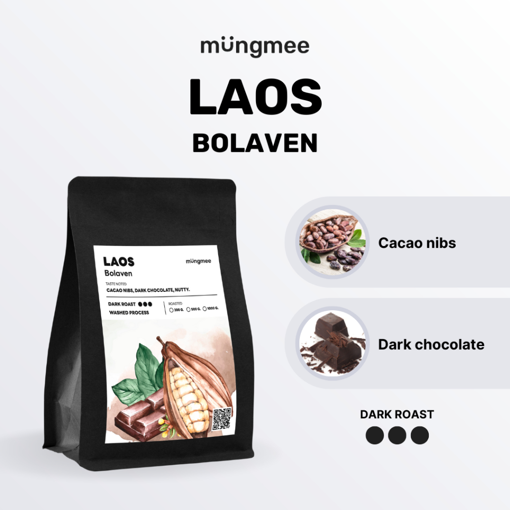 Mungmee Coffee เมล็ดกาแฟ คั่วเข้ม Laos Bolaven | Shopee Thailand