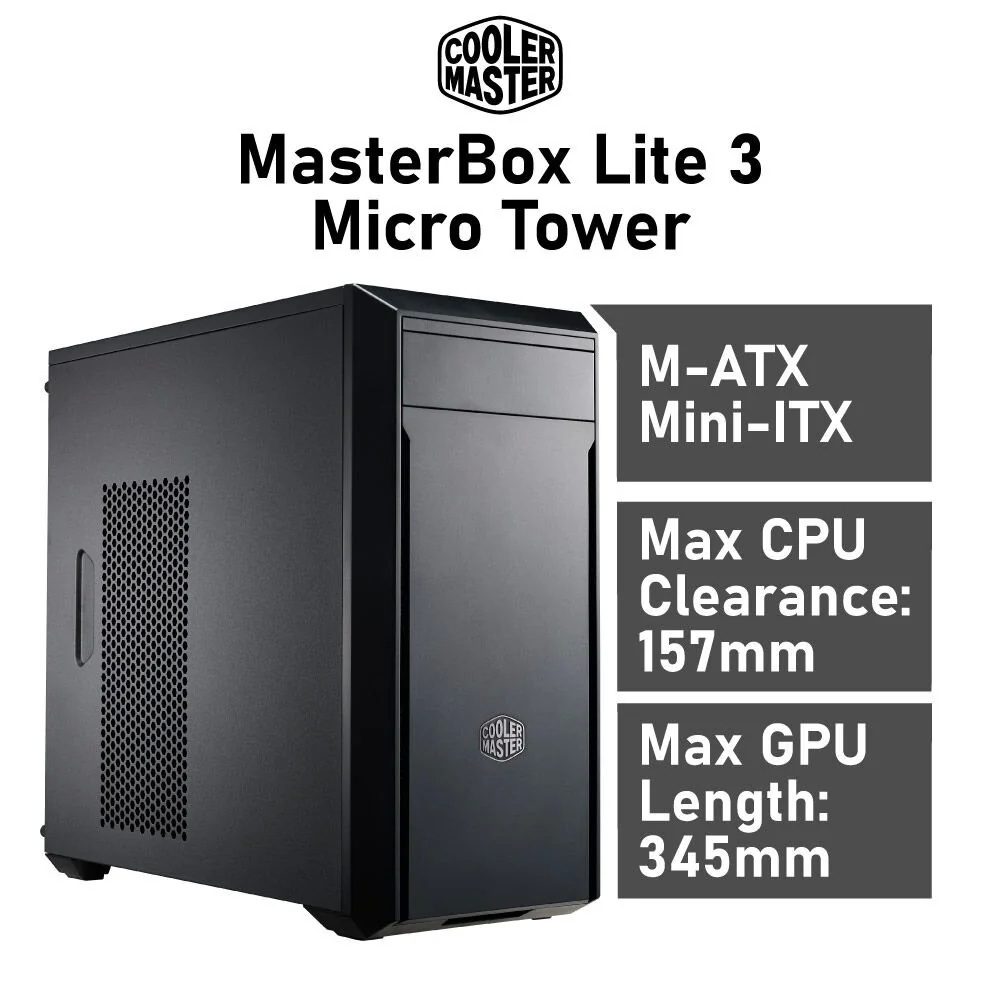 CASE (เคส) COOLER MASTER MasterBox Lite 3 Micro-ATX Computer Case ...