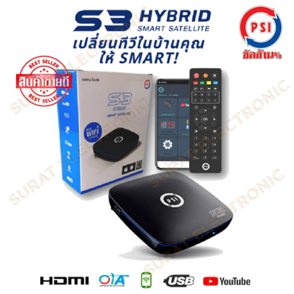 PSI S3 HYBRID (รองรับ 2ระบบ จานดาวเทียม และ wifi) New Software รับประกันศูนย์ 1ปีเต็ม | Shopee ...