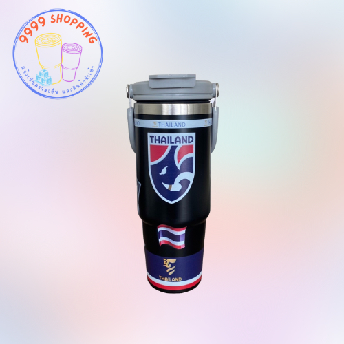 สินค้าใหม่ แก้วเก็บความเย็นขนาด890ml.มาพร้อมฝาหูหิ้วมี2ช่อง สแตนเลส304 พิมพ์ลายกรีนแน่นๆรอบใบ ...