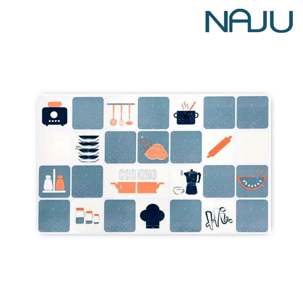 Naju สติ๊กเกอร์ติดผนัง 4 ชิ้น กันน้ำมัน สติ๊กเกอร์ครัว กันน้ำมันกระเด็น ...