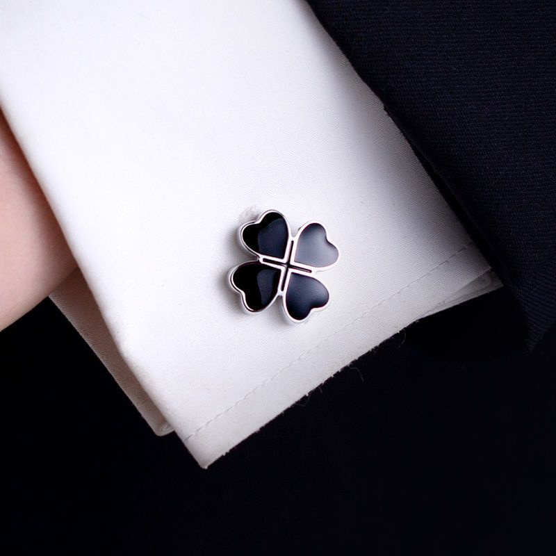 ♠ Lucky Clover Clover Cufflinks เสื้อ Cufflinks ชายเสื้อแขนเสื้อ Pins ...