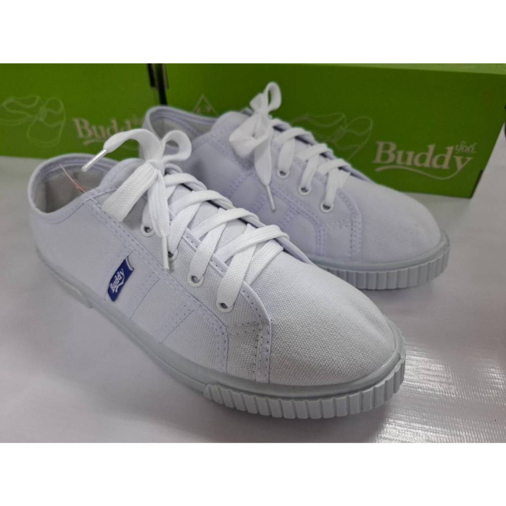Buddy AS-011 ผ้าใบชาย มี 3 สี ขาว ดำ/ขาว กรม/ขาว (ของแท้100%) พื้นกว้าง ...