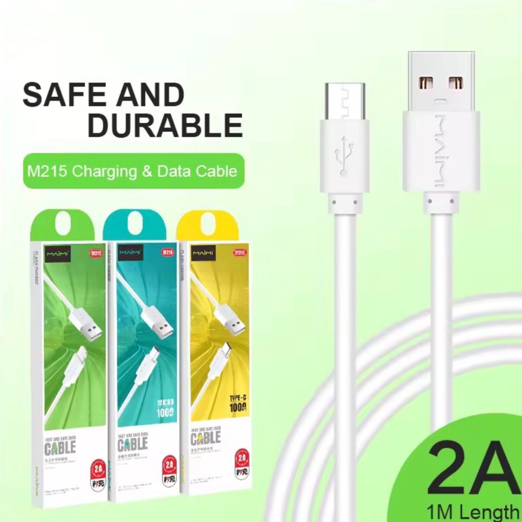 MaiMi M215 สายชาร์จ USB to Mirco / Type-C / รุ่น ตูดแบน 1M 2.4A Fast ...