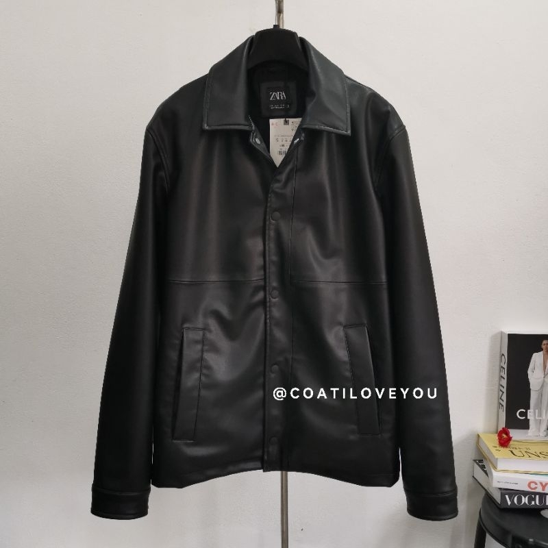 ZARA Leather Effect Men's Jacket | Shopee Thailand