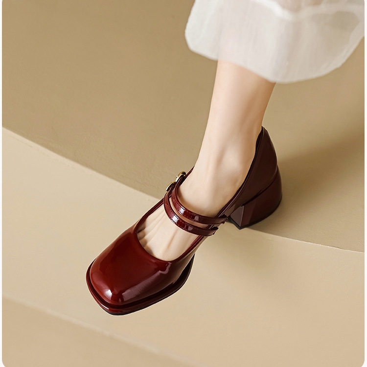【MOLI CAT】รองเท้าส้นสูง Mary Jane หัวเหลี่ยม 5 ซม. สไตล์หรูหรา สําหรับ ...