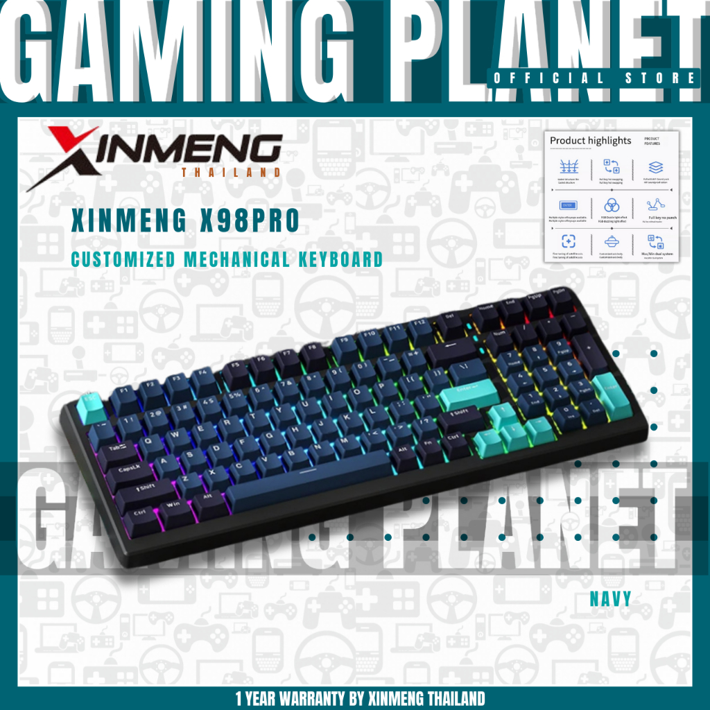 XINMENG X98 Pro-Mechanical keyboard-คีย์บอร์ด 99 คีย์ ไร้สาย Hot-swap 3 ...