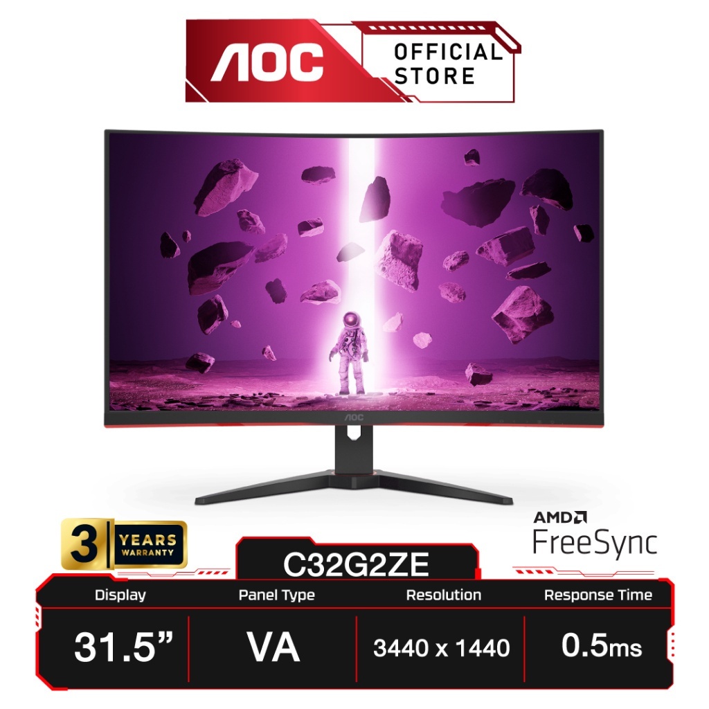 AOC C32G2ZE (จอโค้ง) 32" VA/ Curved/ Free Sync Premium/ 1920x1080 ...