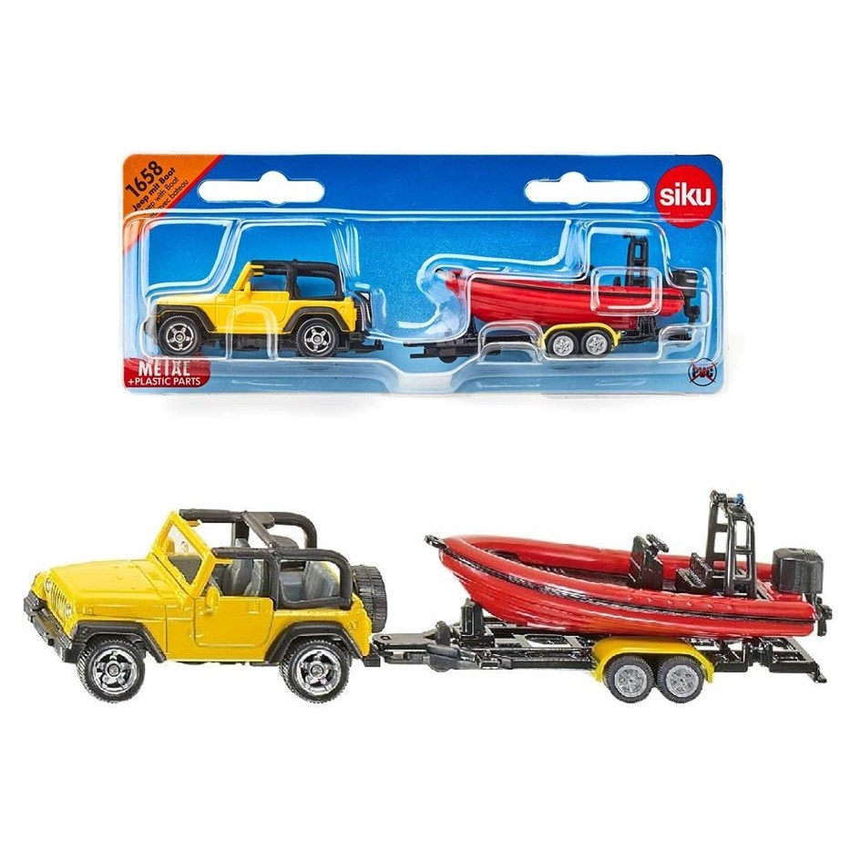SIKU Jeep Wrangler with Motor Boat ซิกุโมเดลรถ รหัสSK1658 | Shopee Thailand