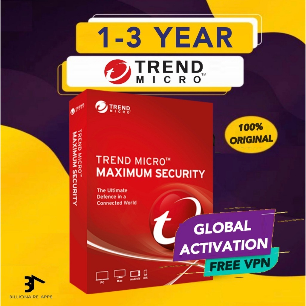 Trend Micro Maximum Security Antivirus | 1 to 3 ปี 1 to 5 PC | GENUINE | Shopee Thailand