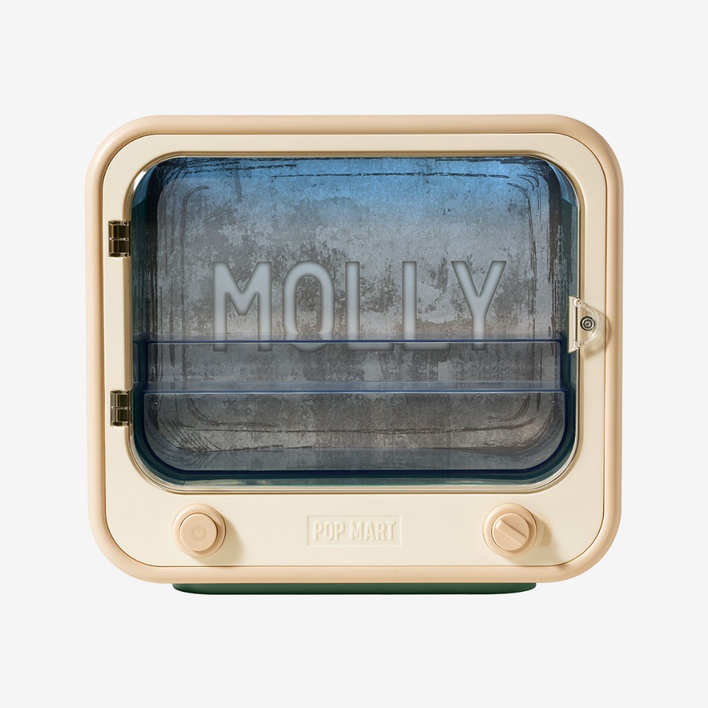 POPMART TV Set Luminous Display Box Container Molly Anniversary Statues ...