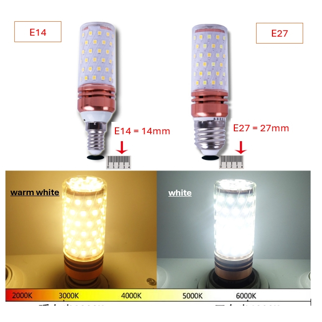 หลอดไฟ LED 12W/16W/20W/24W ขั้ว E27/ E14 - Day Light/ Warm white หลอดไฟ e27 หลอดไฟ e14 หลอดไฟ ...