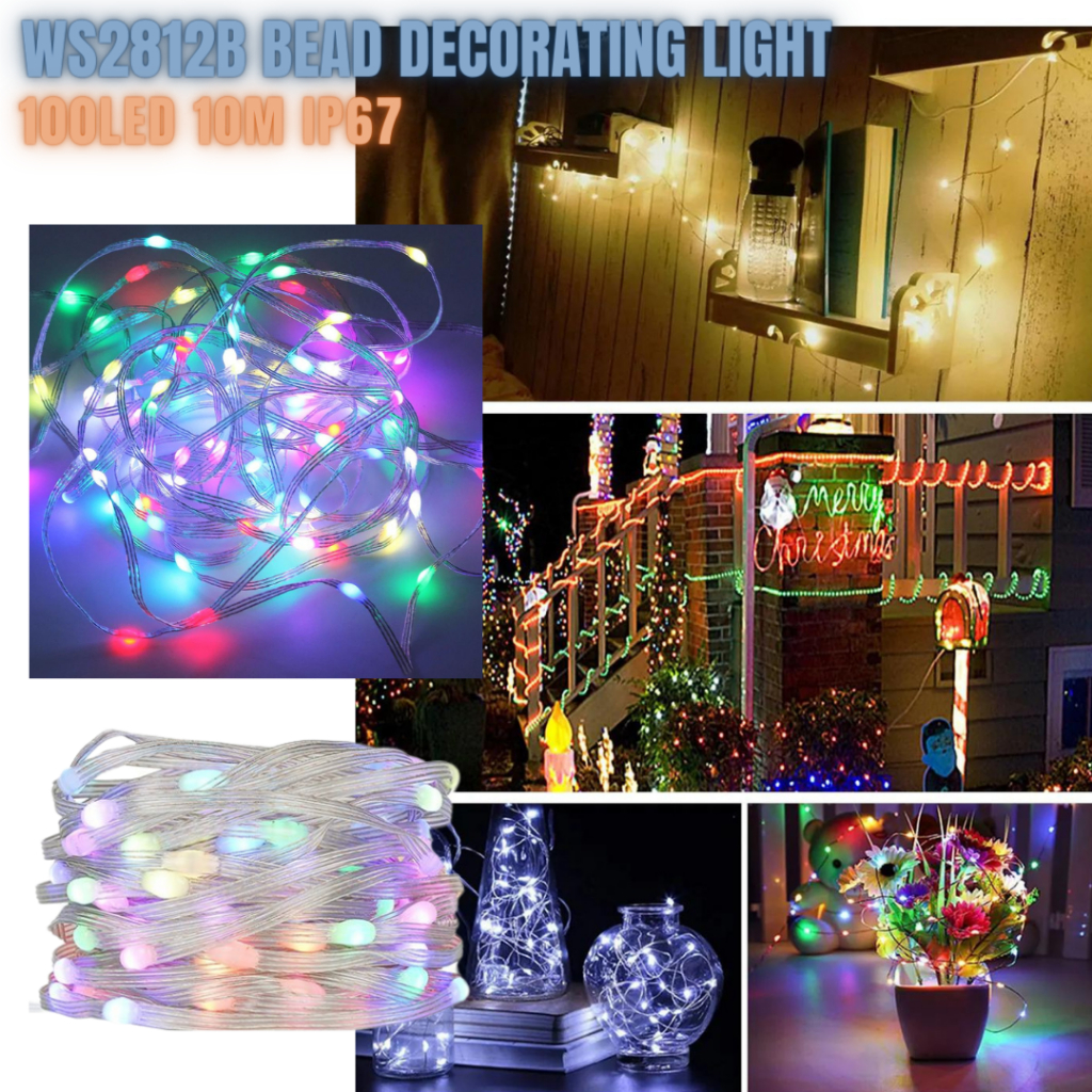 5V WS2812B Bead ไฟกระพริบ 10M 100LED Addressable RGBIC Waterproof Wire ...