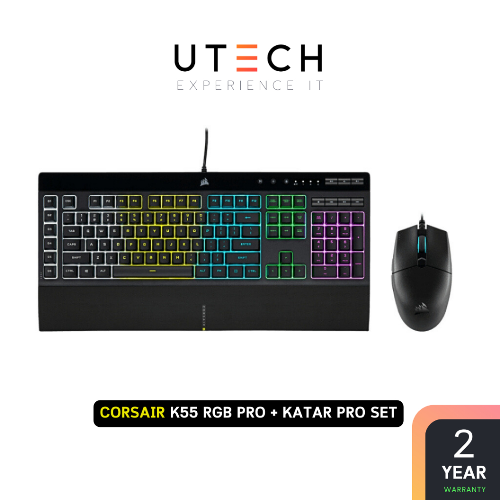 Corsair Keyboard K55 RGB PRO + KATAR PRO Gaming Bundle Set by UTECH ...