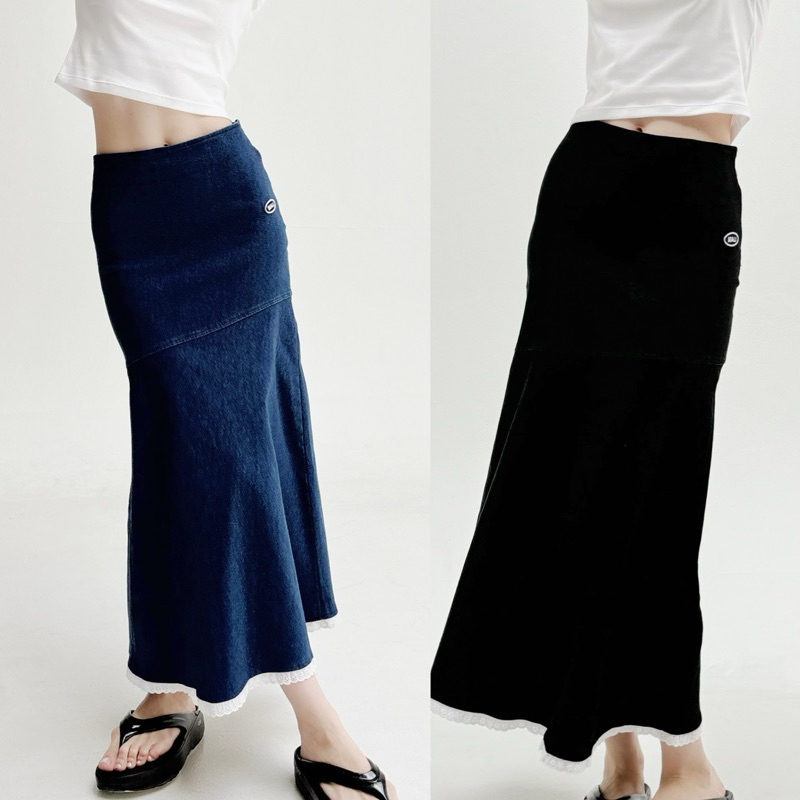 Gabby long skirt กระโปรงยีนส์ผ้ายืด | Shopee Thailand