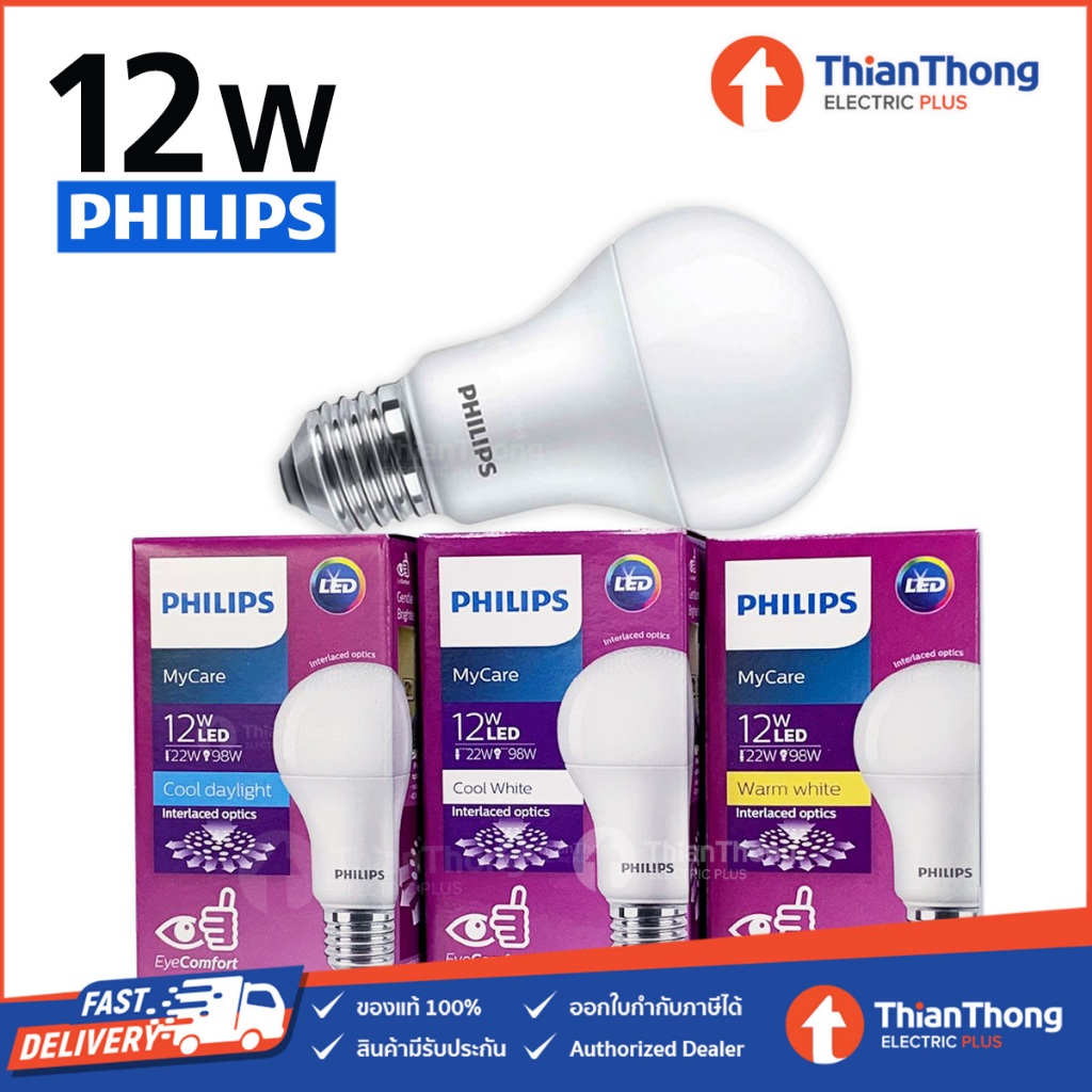 Philips หลอดไฟ LED Bulb MyCare 12W E27 | Shopee Thailand