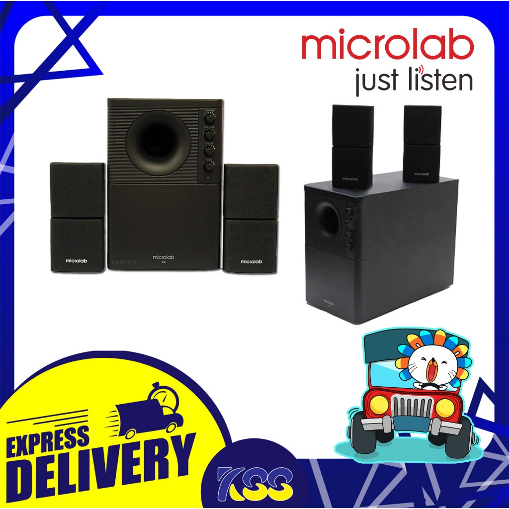 ลำโพง MICROLAB SPEAKER X2 / 2.1 (BLACK) ริมแดง | Shopee Thailand