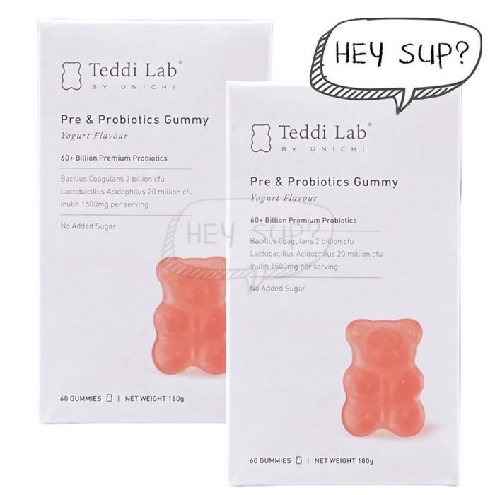 Unichi Teddi Lab Pre & Probiotics Gummy - Yogurt Flavour 60 Gummies x 2 ...