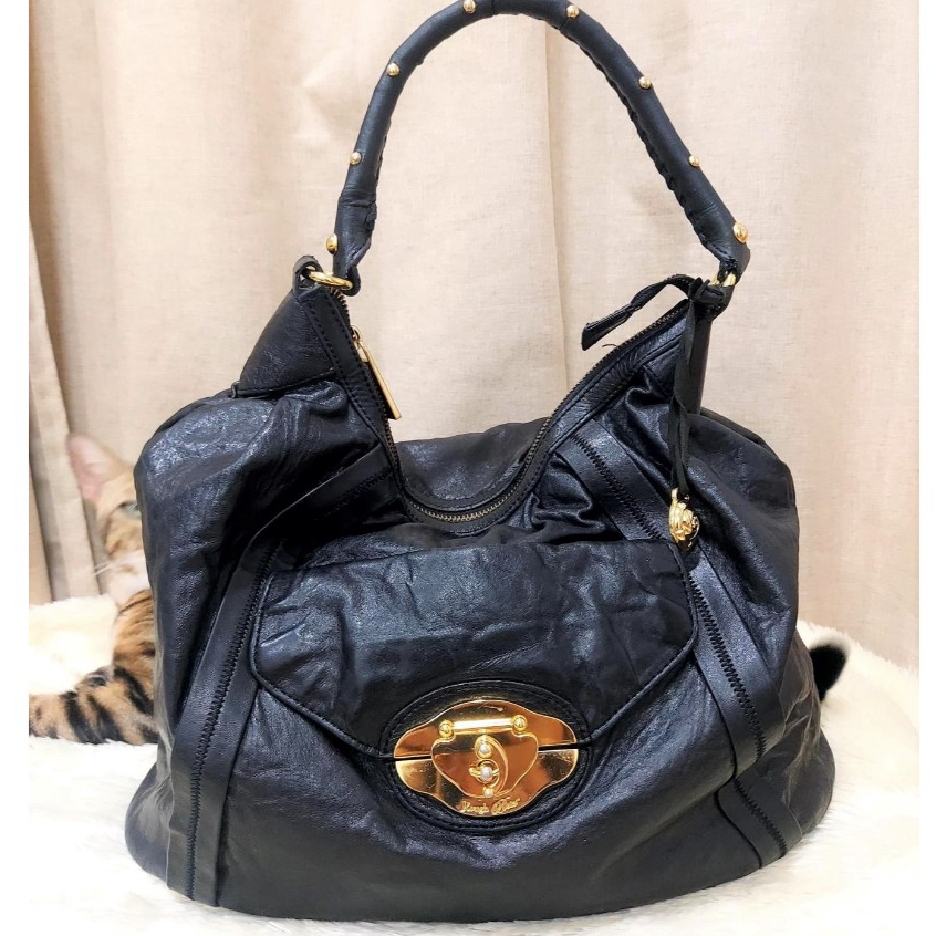 Rough Roses Leather Shoulder Bag With Gold Details กระเป๋ามือสอง แบรนด์ ...