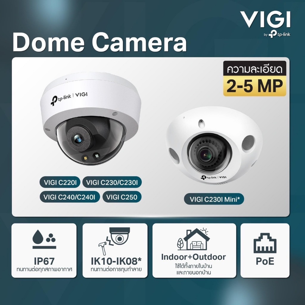 Dome CameraDกล้องวงจรปิด VIGI C2201, VIGI C240/C240I, VIGI C230/C230I ...