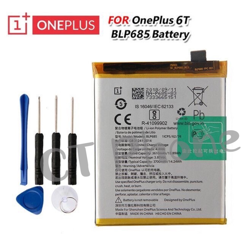 แบตแท้ OnePlus 6T Oneplus 7 A6010 BLP685 3700mAh แถมฟรีชุดถอด | Shopee ...