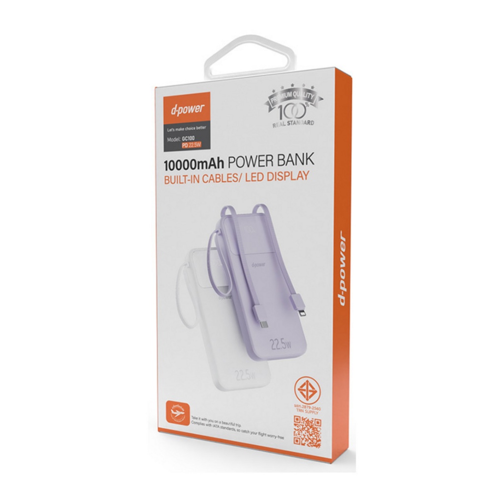 D-power Power Bank 10000 mAh รุ่น GC100 PD (PD ทั้ง Input และ Output ...