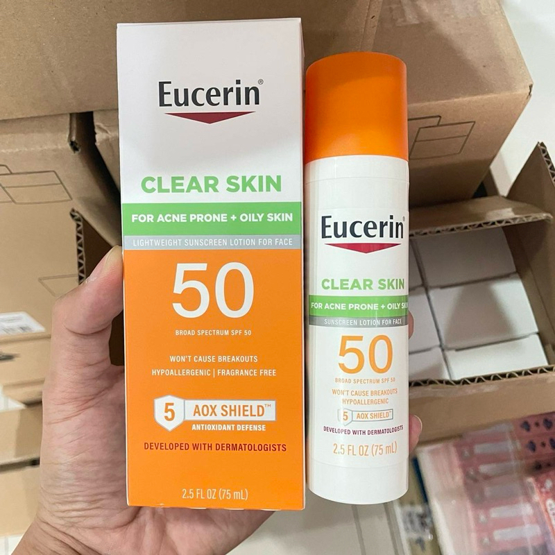 Eucerin Sun Clear Skin SPF 50 Face Sunscreen Lotion 75ml. | Shopee Thailand