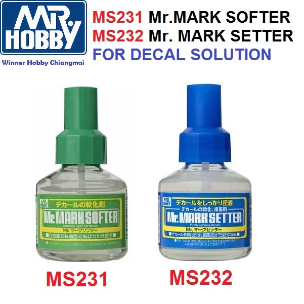 Mr. Hobby MS232 Mr. MARK SETTER, MS231 MARK SOFTER For Decal Solution ...