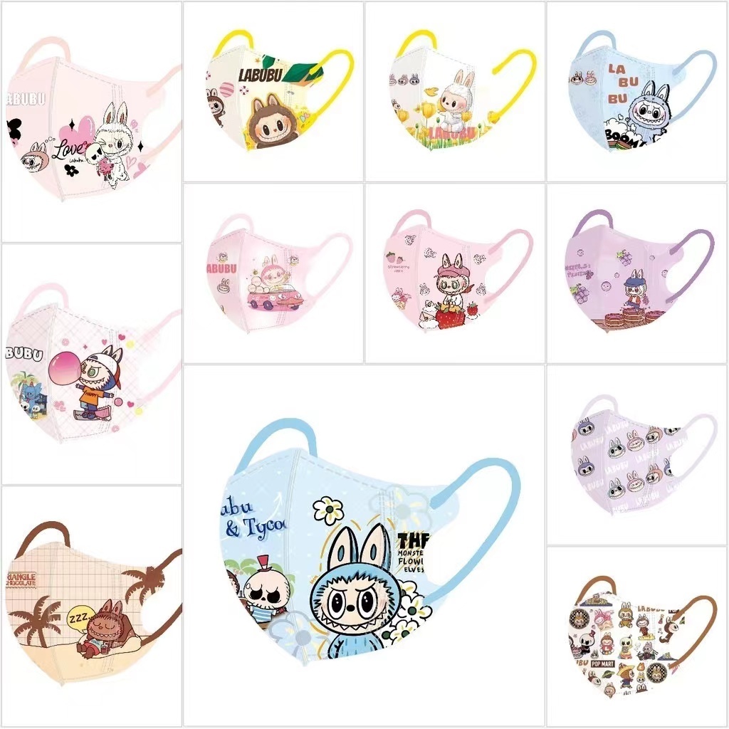ผู้ใหญ่ 10 ชิ น Labubu Face Mask, การ ตูนพิมพ Labubu Face Cover, แบบ ...