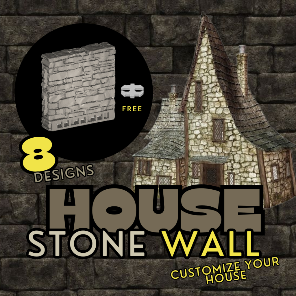 DnD House Stone Wall กำแพงหินสำหรับประกอบบ้าน (งาน PLA ยังไม่ลงสี) -ใช้ ...