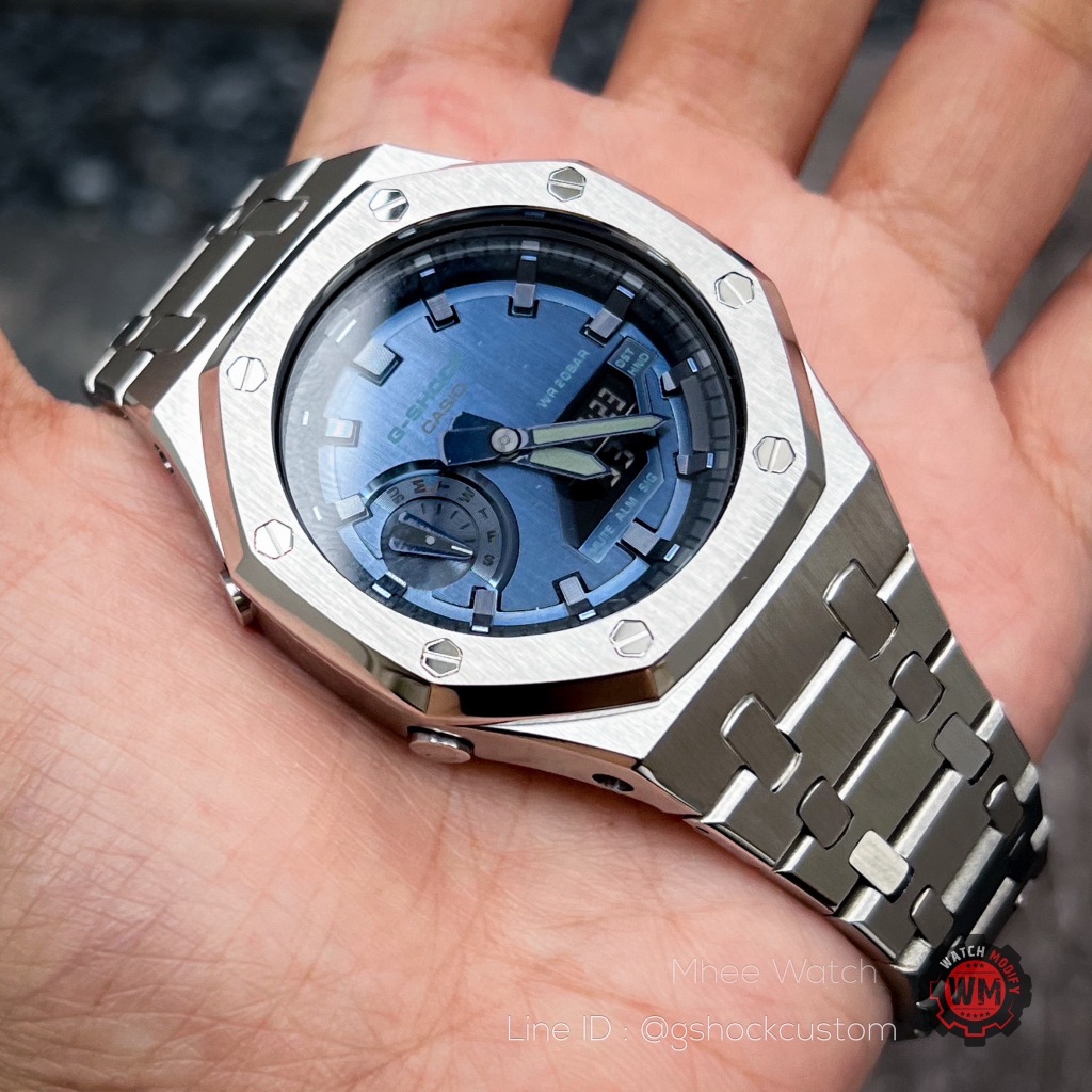 G-Shock AP Casioak GM-2100 Shiny Navy Blue Dial Silver Full Metalสีนี้ ...