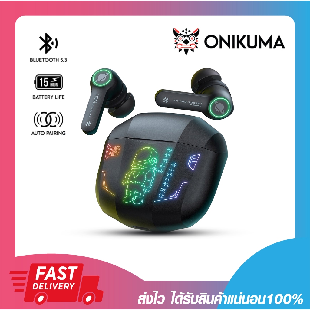 หูฟังบลูทูธ Onikuma T36 TWS Headphones Earbuds Bluetooth V5.3 40MS ...