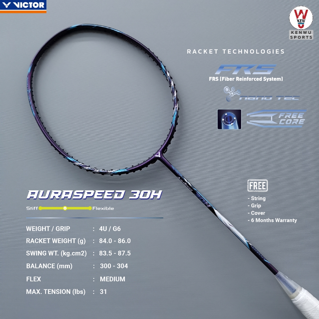 ไม้แบดมินตัน VICTOR รุ่น AURASPEED 30H เทคโนโลยี Ultra Thin Frame หน้า ...