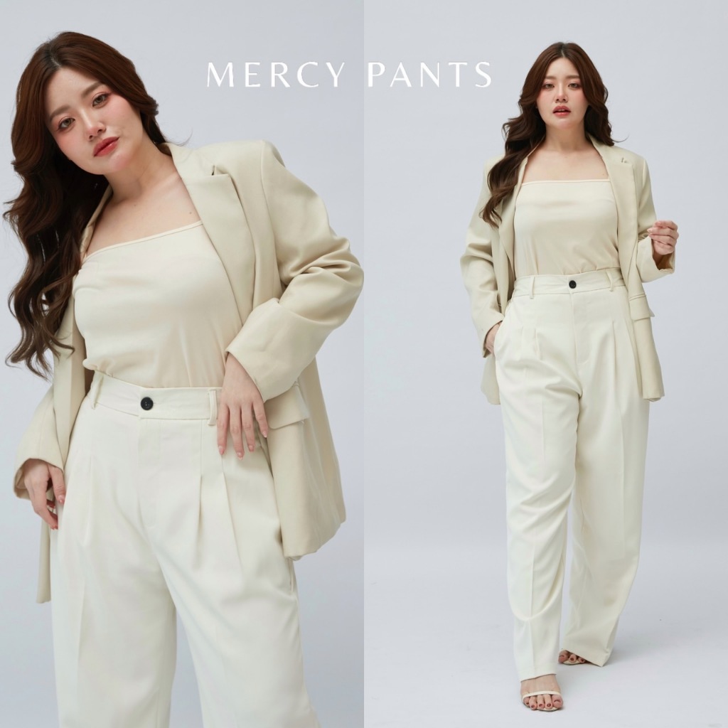 Mercy Pants รหัส #A06 กางเกงเเต่งเอวสม็อคด้านหลัง แต่งกระดุมหน้า ทรง ...