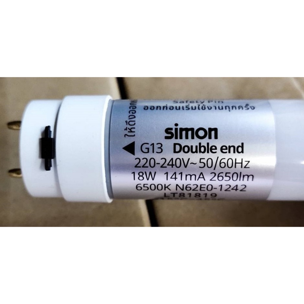 LED T8 HE Double End 18W 6500K 2650lm SIMON | Shopee Thailand