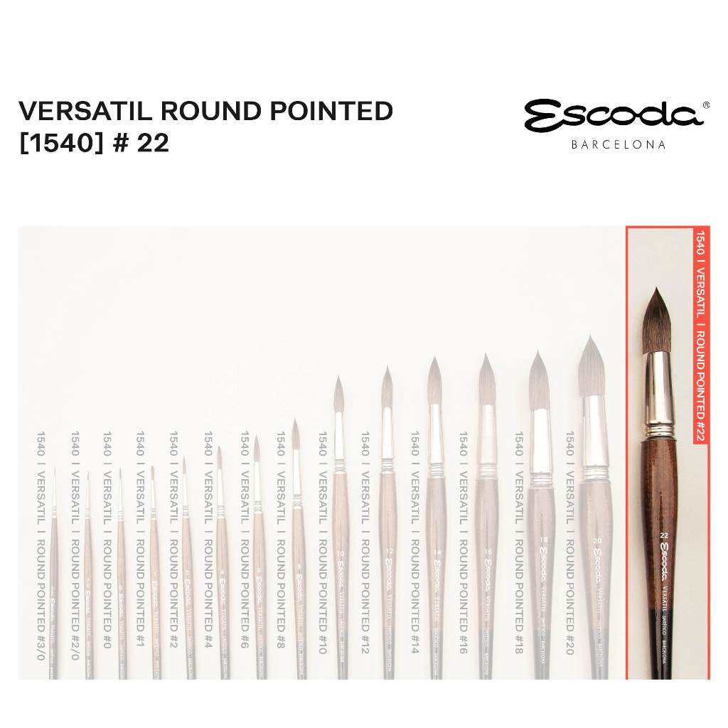 VERSATIL Round Pointed [1540] Size 22 / พู่กัน ปลายกลม รุ่น Versatil เบอร์ 22 แบรนด์ Escoda จาก ...
