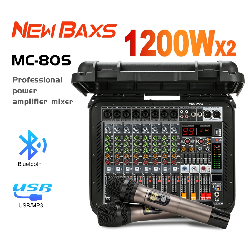 NEW BAXS [กระเป๋าเดินทาง] MC80/MC80S Power Mixer 2ช่อง1200W 7แบนด์16DSP ...