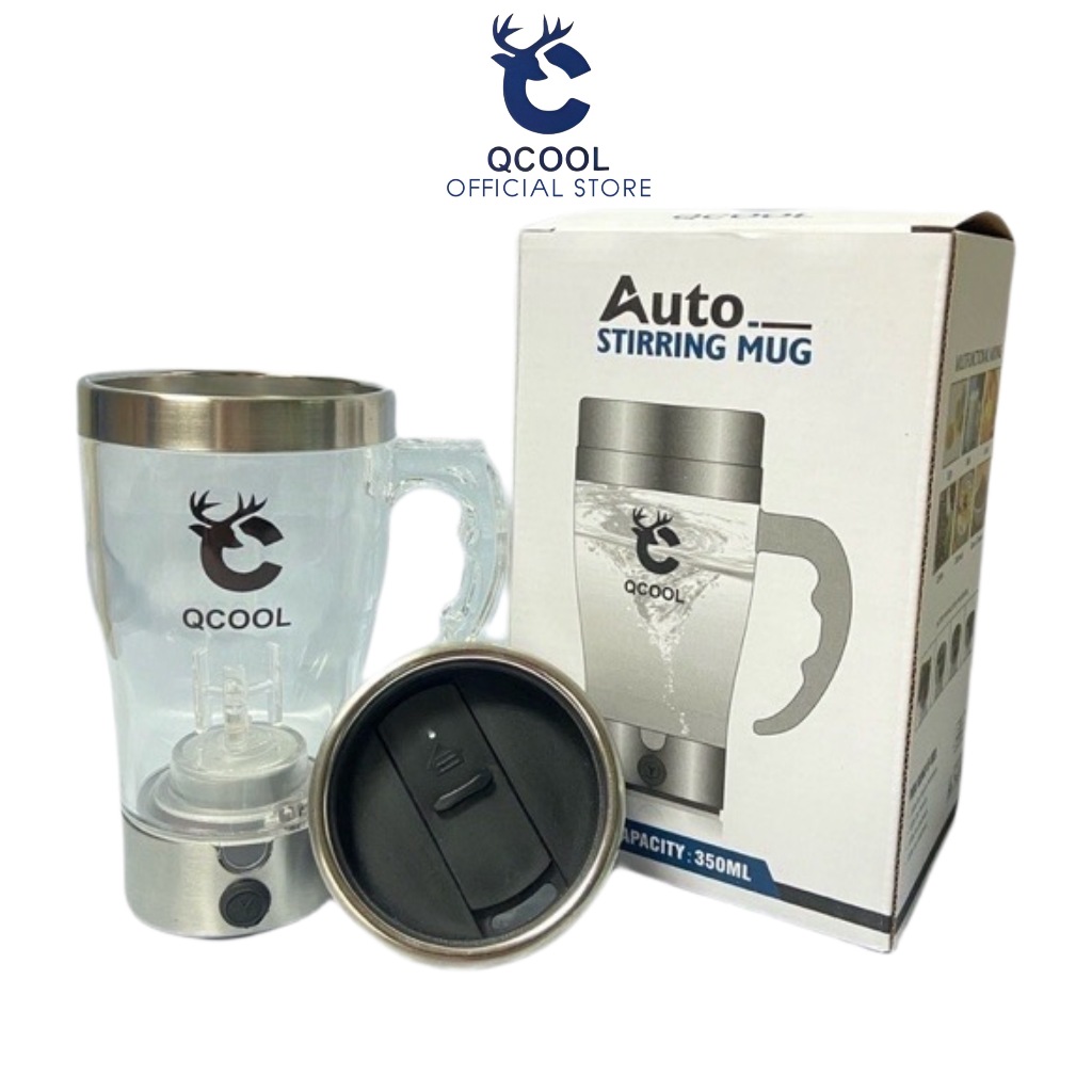 QCOOL (ของแท้) แก้วชงกาแฟ แก้วชงอัตโนมัติ AUTO STIRRING MUG วัสดุแข็งแรงทนทาน 350ml แก้วพลาสติก ...