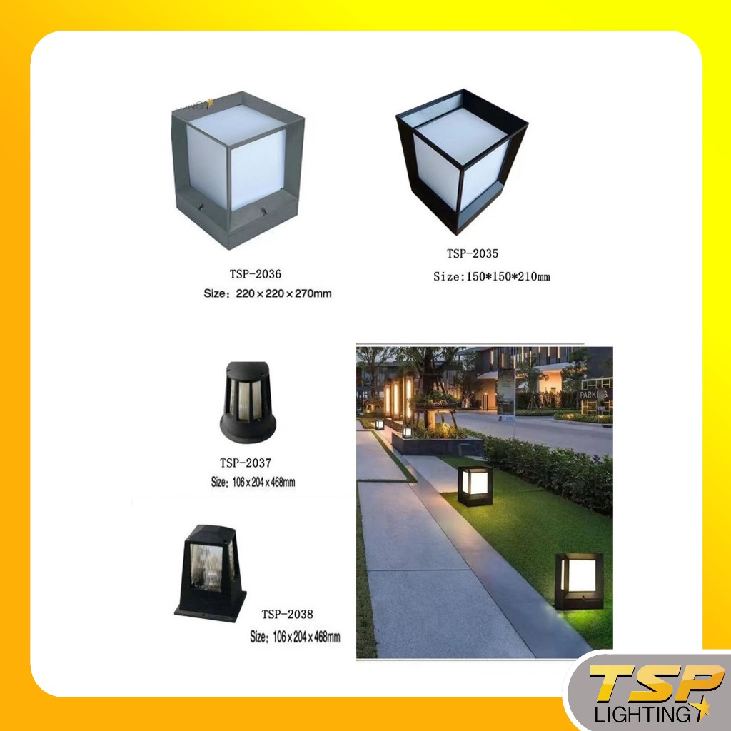 TSP Lighting │ โคมไฟหัวเสาสี่เหลี่ยม โคมไฟหัวเสาหกเหลี่ยม | Shopee Thailand