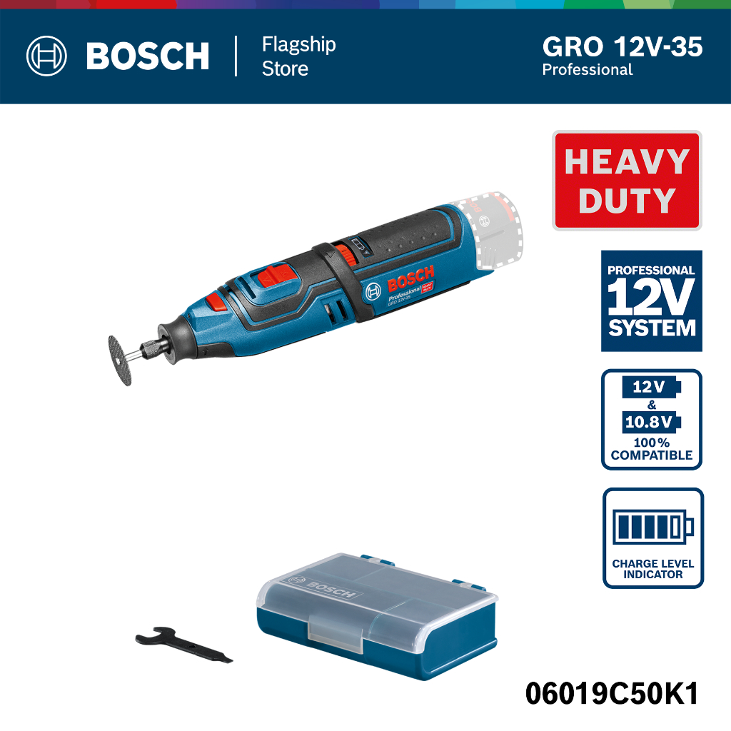 BOSCH เครื่องเจาะ ขัด เจียร์ เอนกประสงค์ไร้สาย GRO 12 V-35 (SOLO) 12 ...