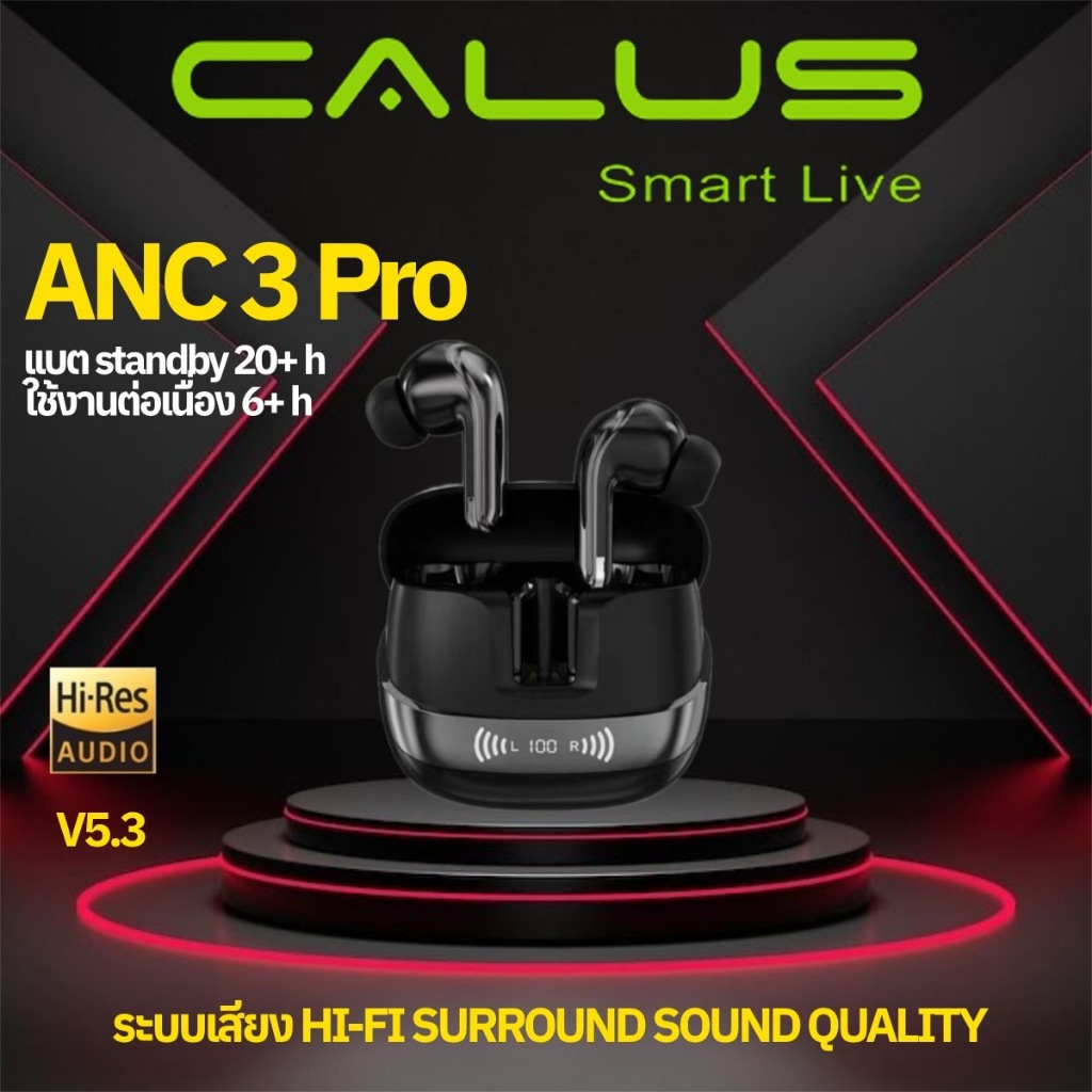 CALUS รุ่นANC 3Pro หูฟังบลูทูธ ANC ฟังก์ชั่นตัดเสียงรบกวนพร้อมไมโครโฟนไฮไฟสเตอริโอเบสที่ยอด ...