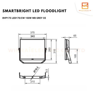 PHILIPS โคมไฟฟลัดไลท์ฟิลิปส์ ขนาด 100W 150W 200W แสงขาว 5700K BVP174 ...