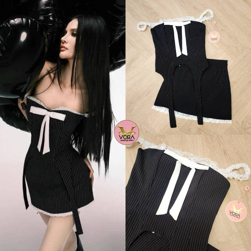M8 งานป้าย Vora Set ชุดเซ็ทเสื้อ+กระโปรงสั้นซับในกางเกง สำหรับผู้หญิง เสื้อผ้าแฟชั่นผู้หญิง ไซส์ ...