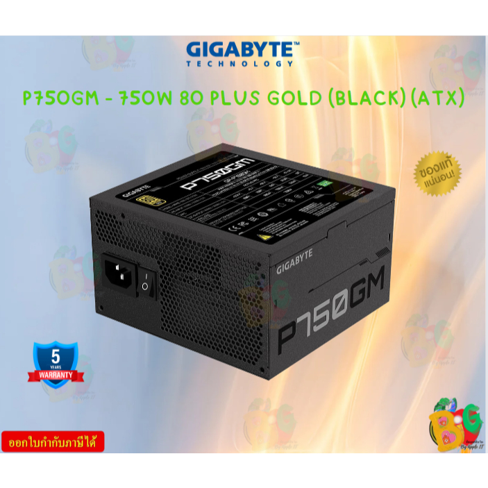 POWER SUPPLY (อุปกรณ์จ่ายไฟ) GIGABYTE P750GM - 750W 80 PLUS GOLD (BLACK ...