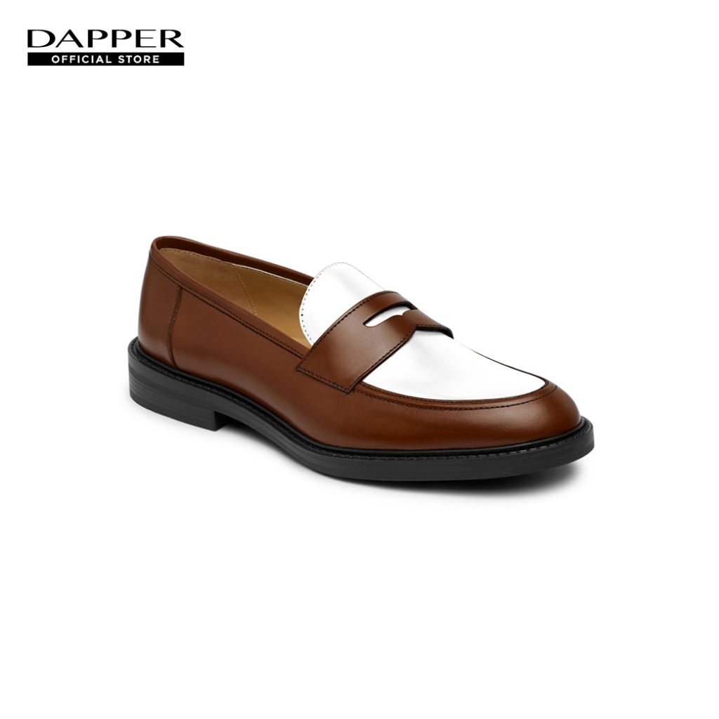 DAPPER รองเท้าหนัง แบบสวม Spectator Two-Tone Penny Loafers สีน้ำตาล/ขาว ...