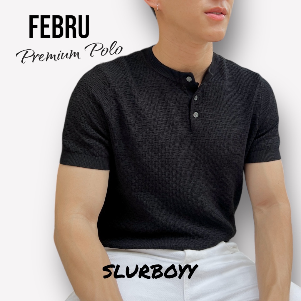 SLURBOYY Febru Premium Knit Shirt เสื้อไหมพรมคอกลม กระดุมคอ พรีเมี่ยม ...
