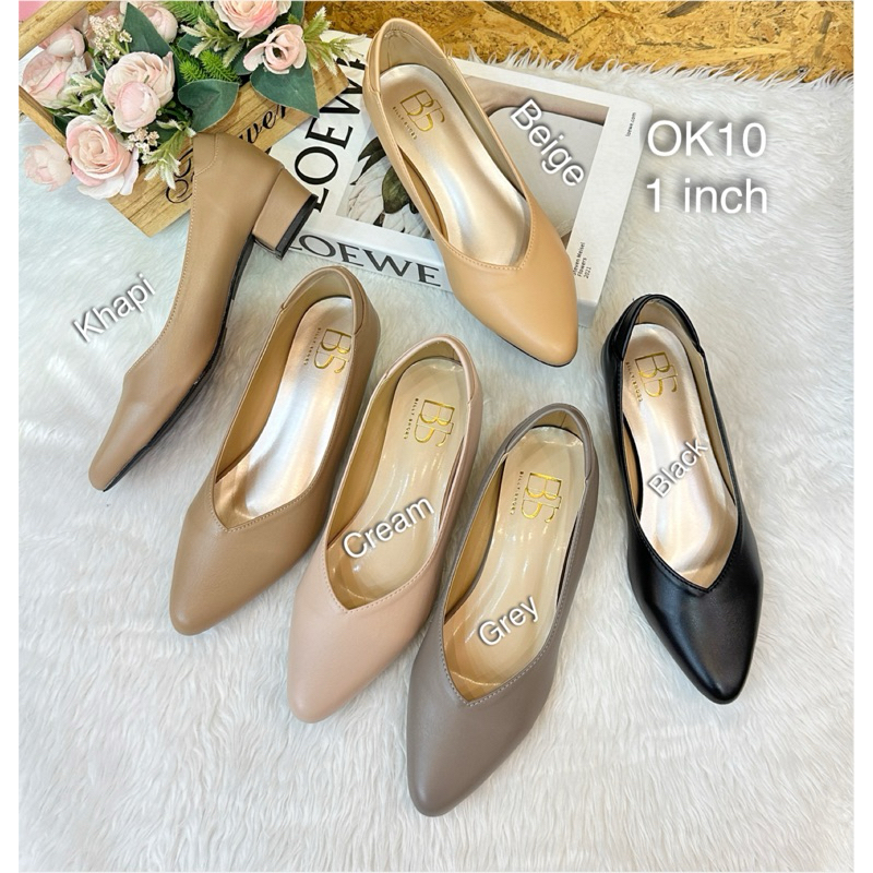 OK10รองเท้าหัวแหลมหน้าวีพร้อมส่งสูง1นิ้ว | Shopee Thailand